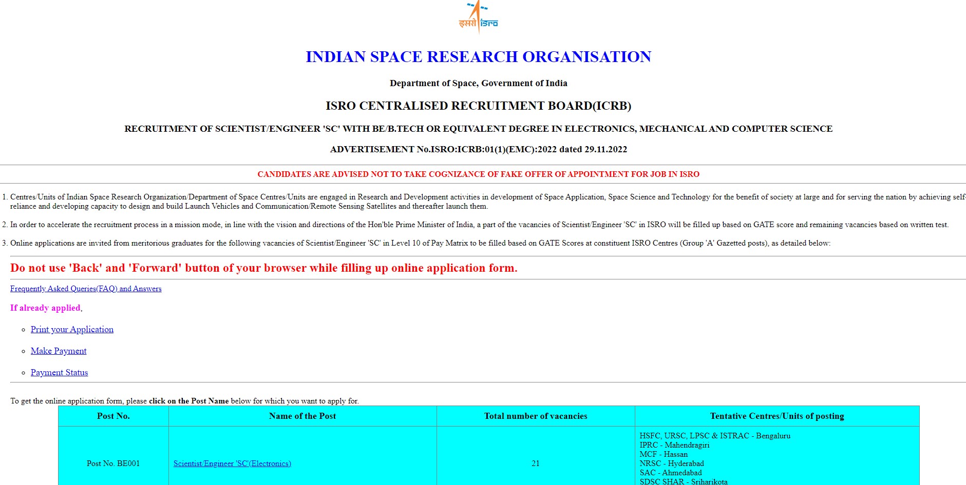 ISRO Recruitment 2022 68 Scientist / Engineer Posts - WINMEEN